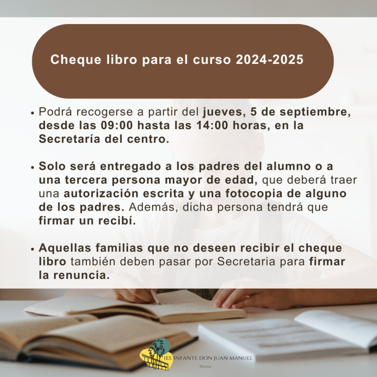 El cheque libro de los alumnos de 1º de ESO y 4º de Diversificación ...